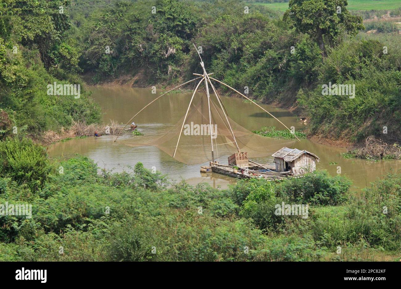 Fishing platform, near the Mekong River, Kampong Cham, Cambodia Stock ...