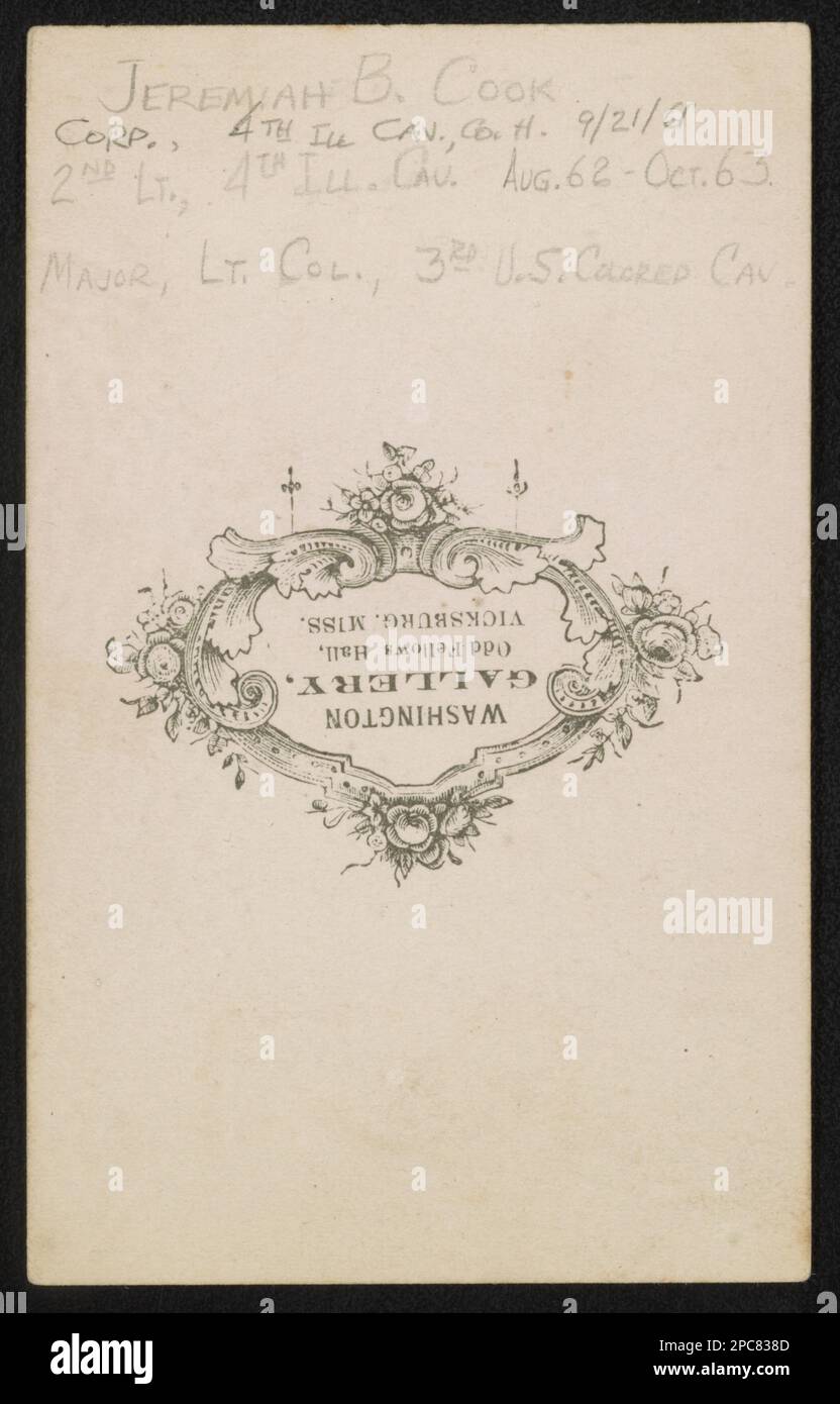 Lieutenant Colonel Jeremiah B. Cook of Co. H, 4th Illinois Cavalry ...