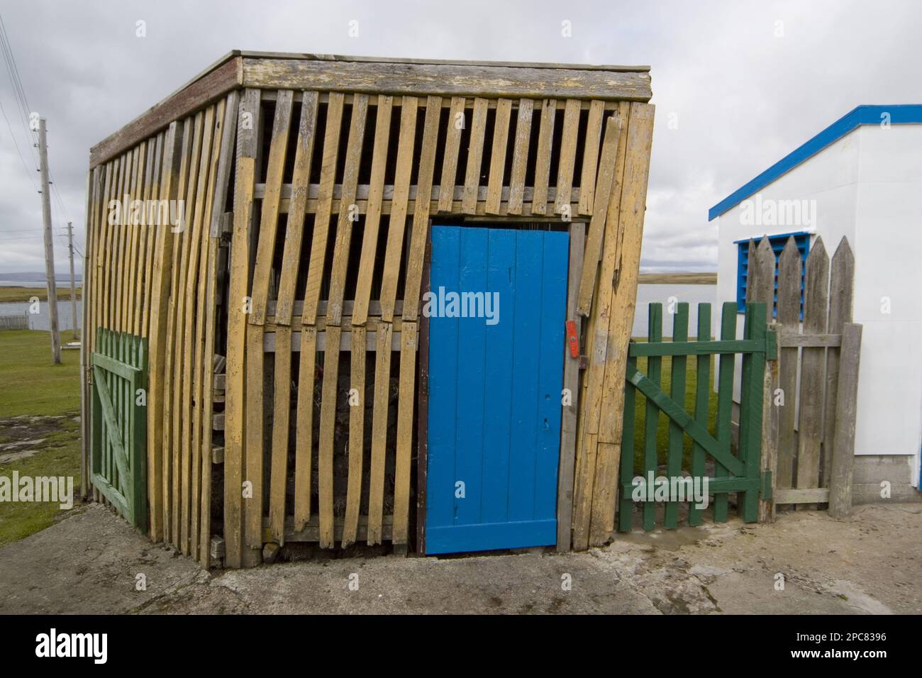 Falkland peat store, note the wooden slats that allow ventilation Stock ...
