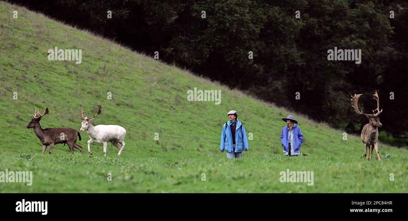 ** FILE **Jed Handler, left, and Ellery Akers are seen with fallow deer ...