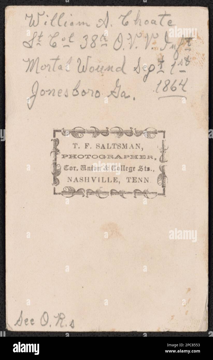 Colonel William Alden Choate of Co. B, 38th Ohio Infantry Regiment, in ...