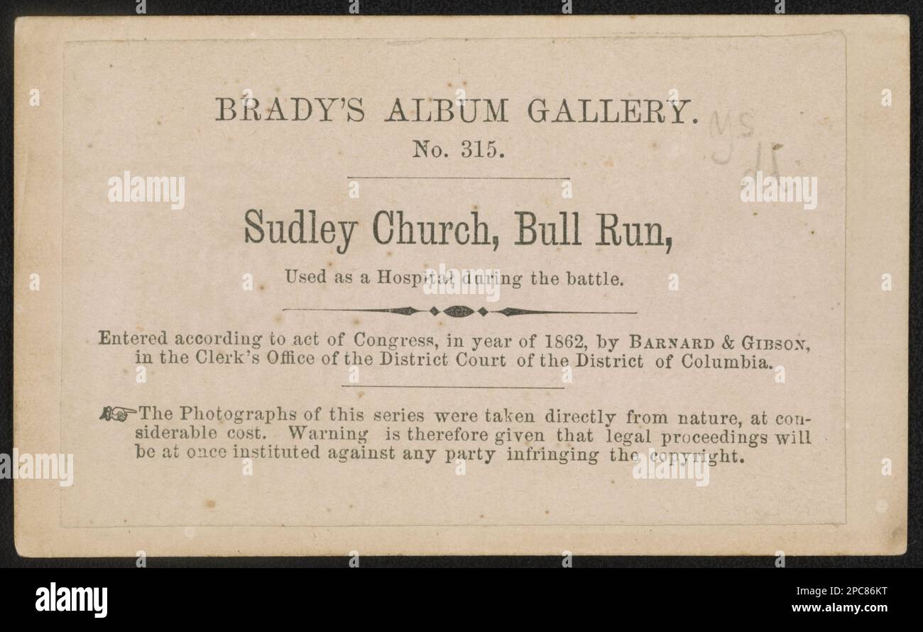 Sudley Church, Bull Run, used as a hospital during the battle ...