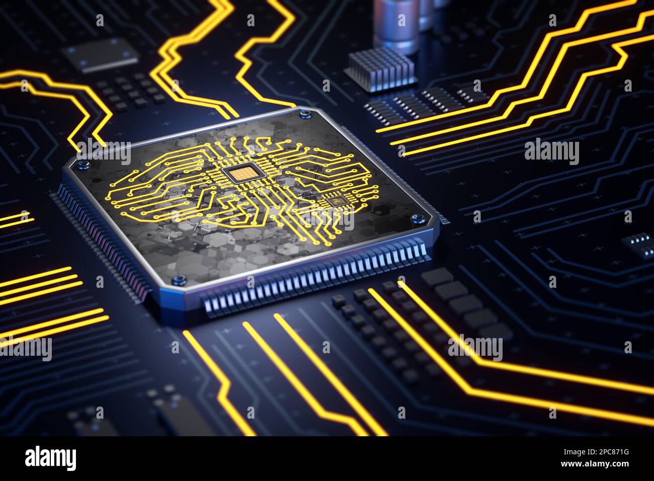 Computer circuit board socket in the form of the human brain. 3D ...