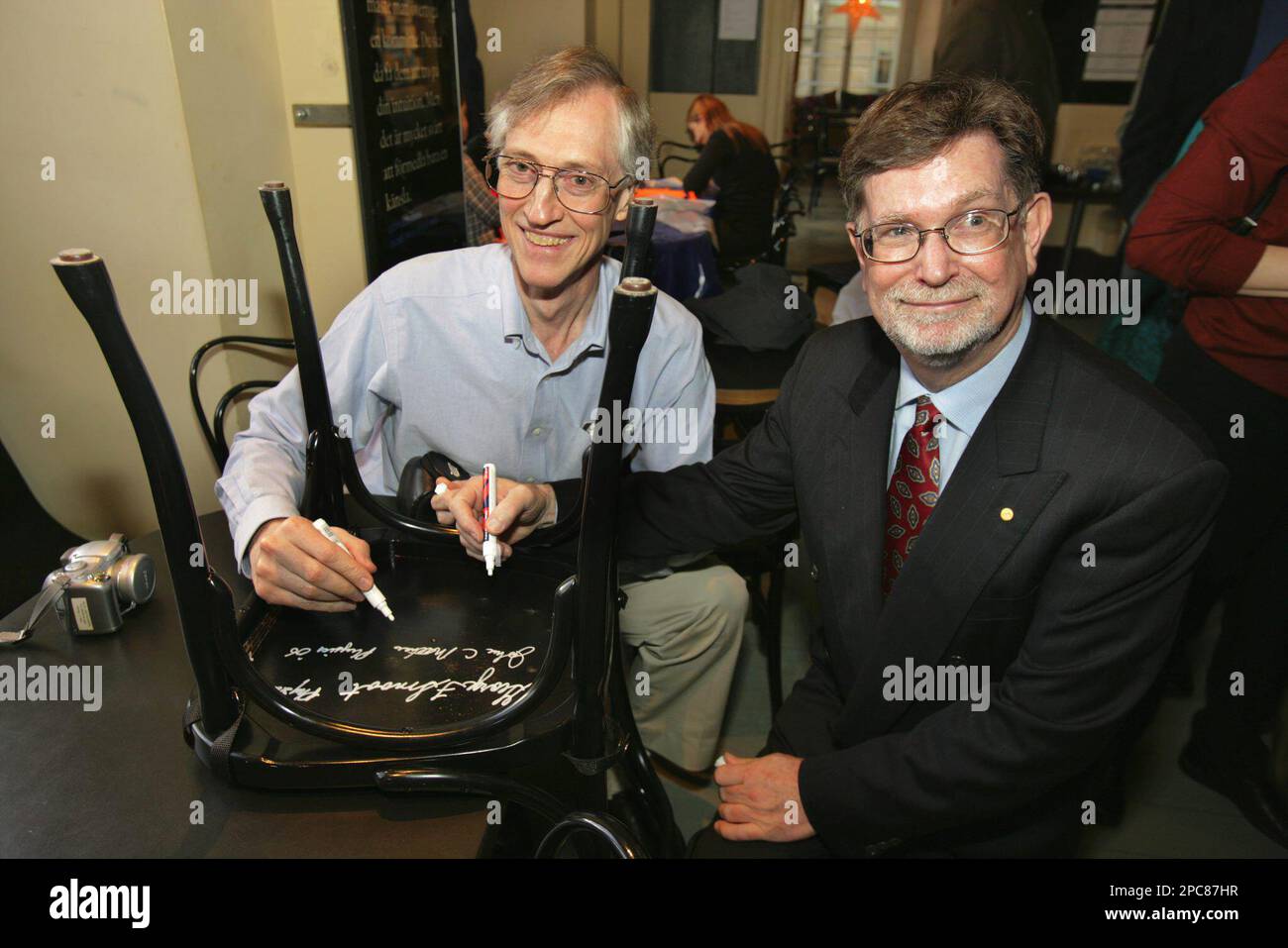 John C. Mather, left, and George F. Smoot, right, winners of the 2006 ...