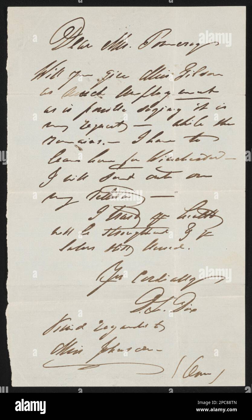 Letter from Dorothea Dix to Rebecca Pomroy, Columbian College Hospital ...