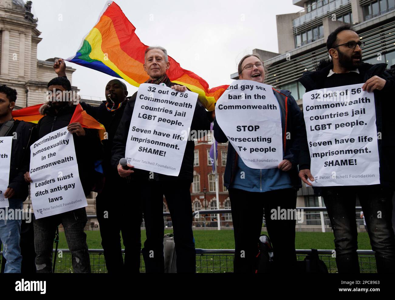 London, UK. 13th Mar, 2023. Peter Tatchell A small protest opposite ...