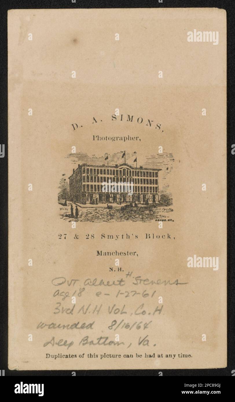 Private Albert H. Stevens of Co. H, 3rd New Hampshire Infantry Regiment ...