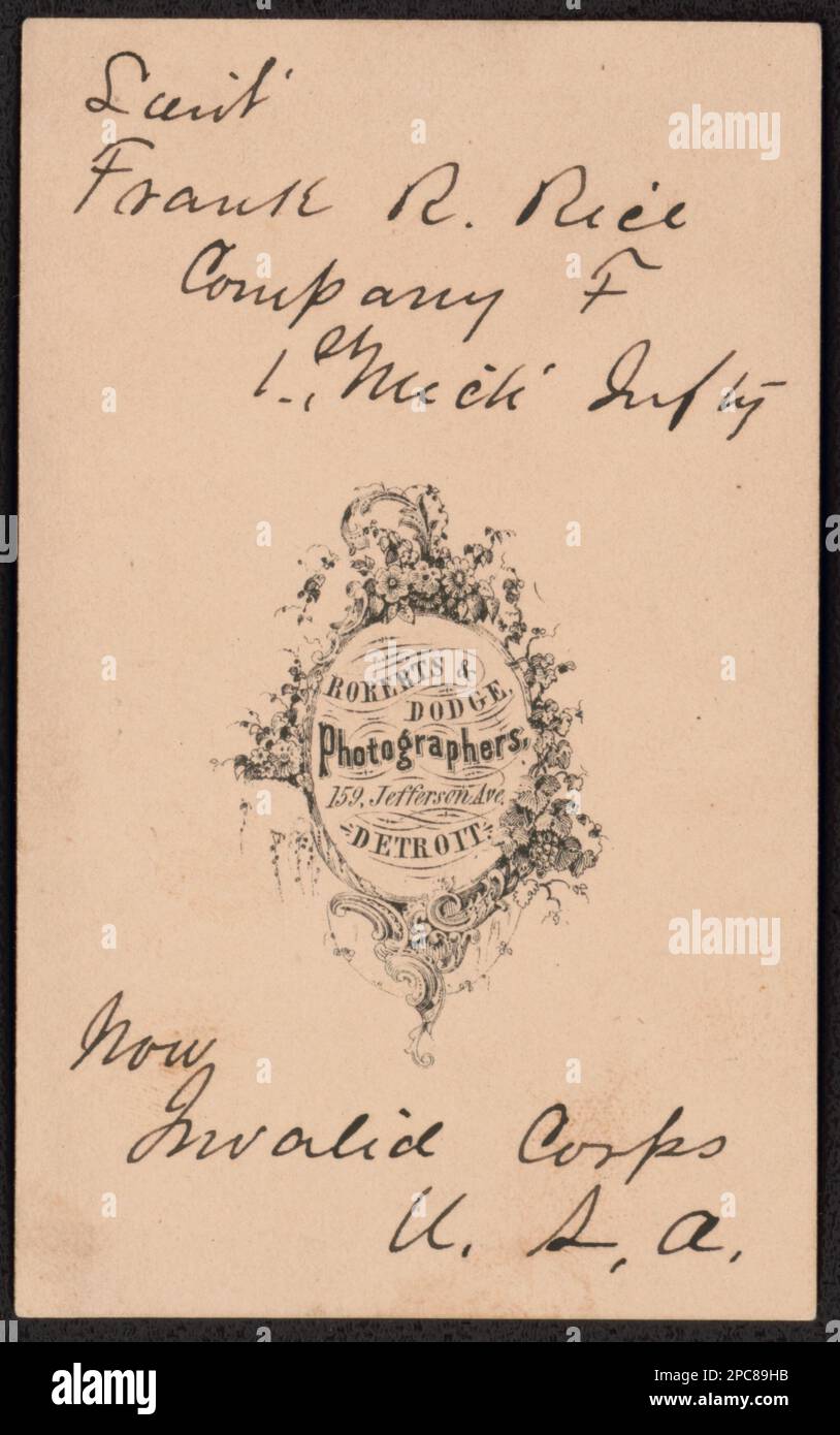 Lieutenant Francis Raymond Rice of Co. A and Co. F, 1st Michigan ...