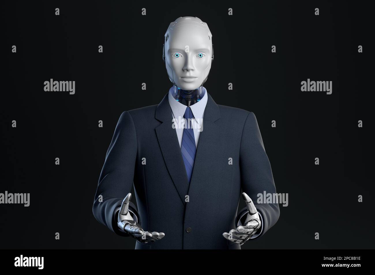 Robot in suit showing his empty hands. 3D illustration Stock Photo - Alamy