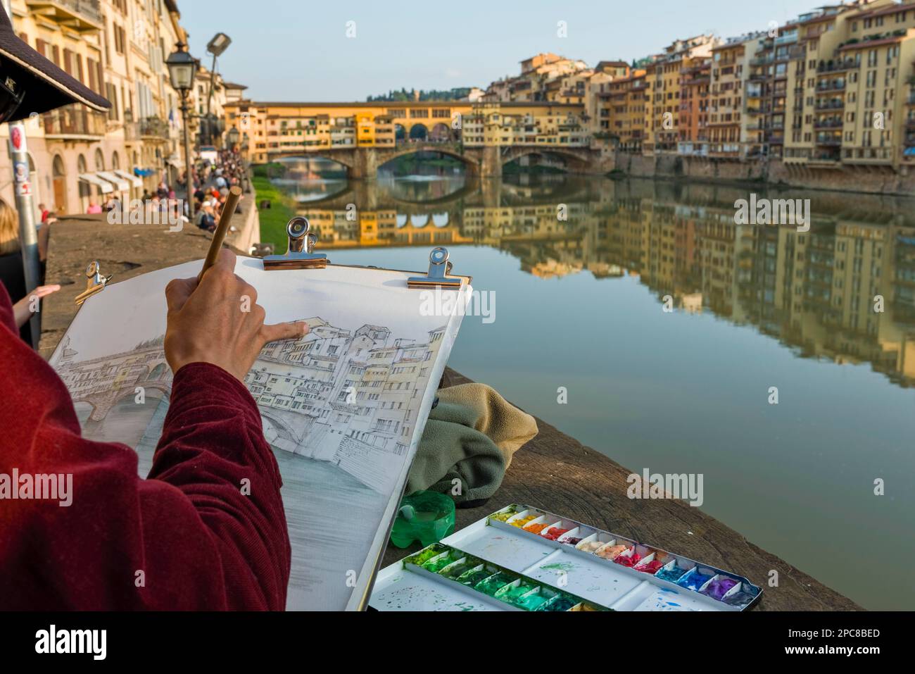 Street Artists near Ponte Vecchio Florence Italy Stock Photo - Alamy