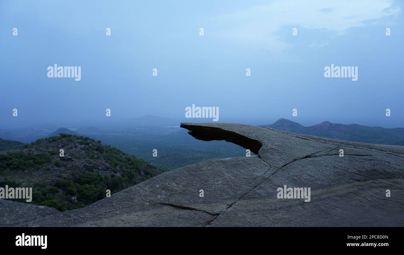 Hanging Rock of Avalabetta peak located in Chikaballapur, Karnataka ...