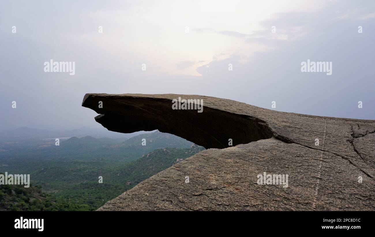Hanging Rock of Avalabetta peak located in Chikaballapur, Karnataka ...