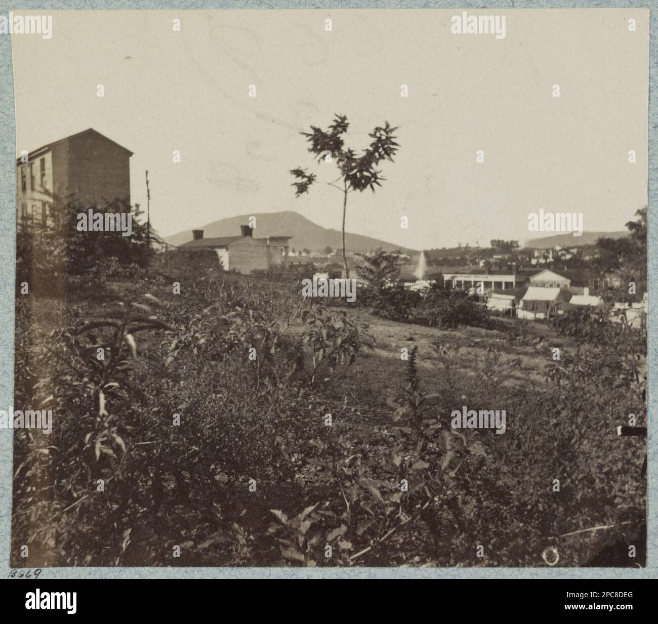 View near railroad station. No. B669, Title from item, Mounted with ...