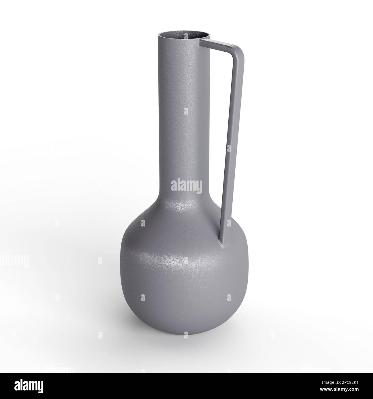 An elegant metallic jug-shaped vase sitting atop a bright white surface ...