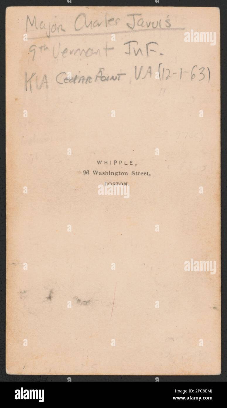 Major Charles Jarvis of Co. D, 9th Vermont Infantry Regiment, in ...