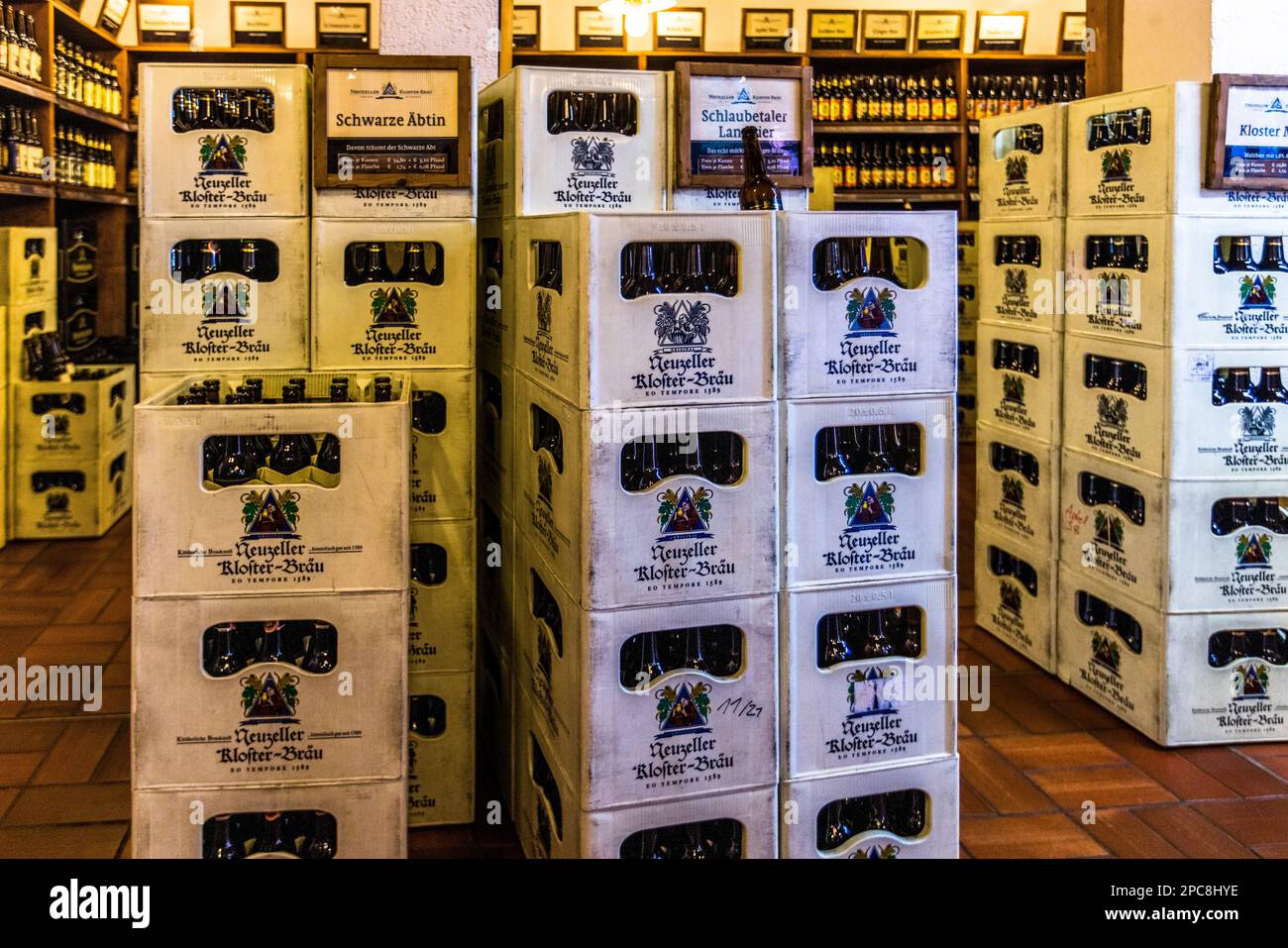 Beer store of the Neuzelle monastery brewery. Over 40 types of beer ...