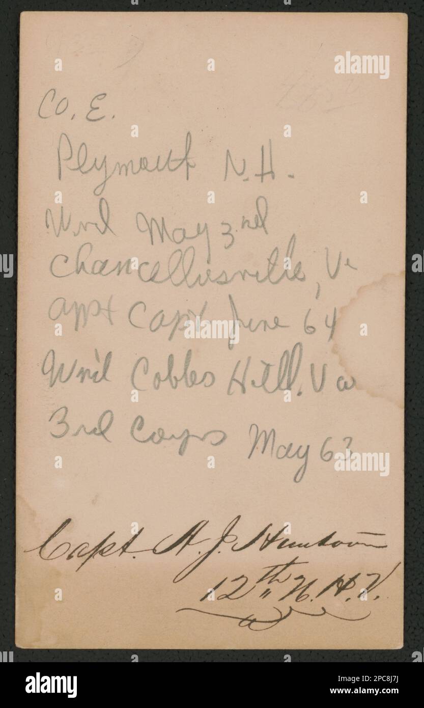 Captain Andrew J. Huntoon of Co. E, A, and D, 12th New Hampshire Infantry Regiment in uniform ...