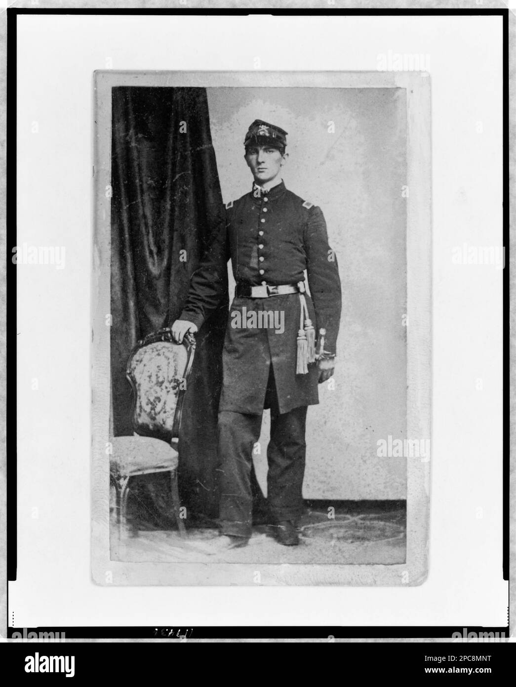 Unidentified Union officer, full-length portrait, standing, with right ...