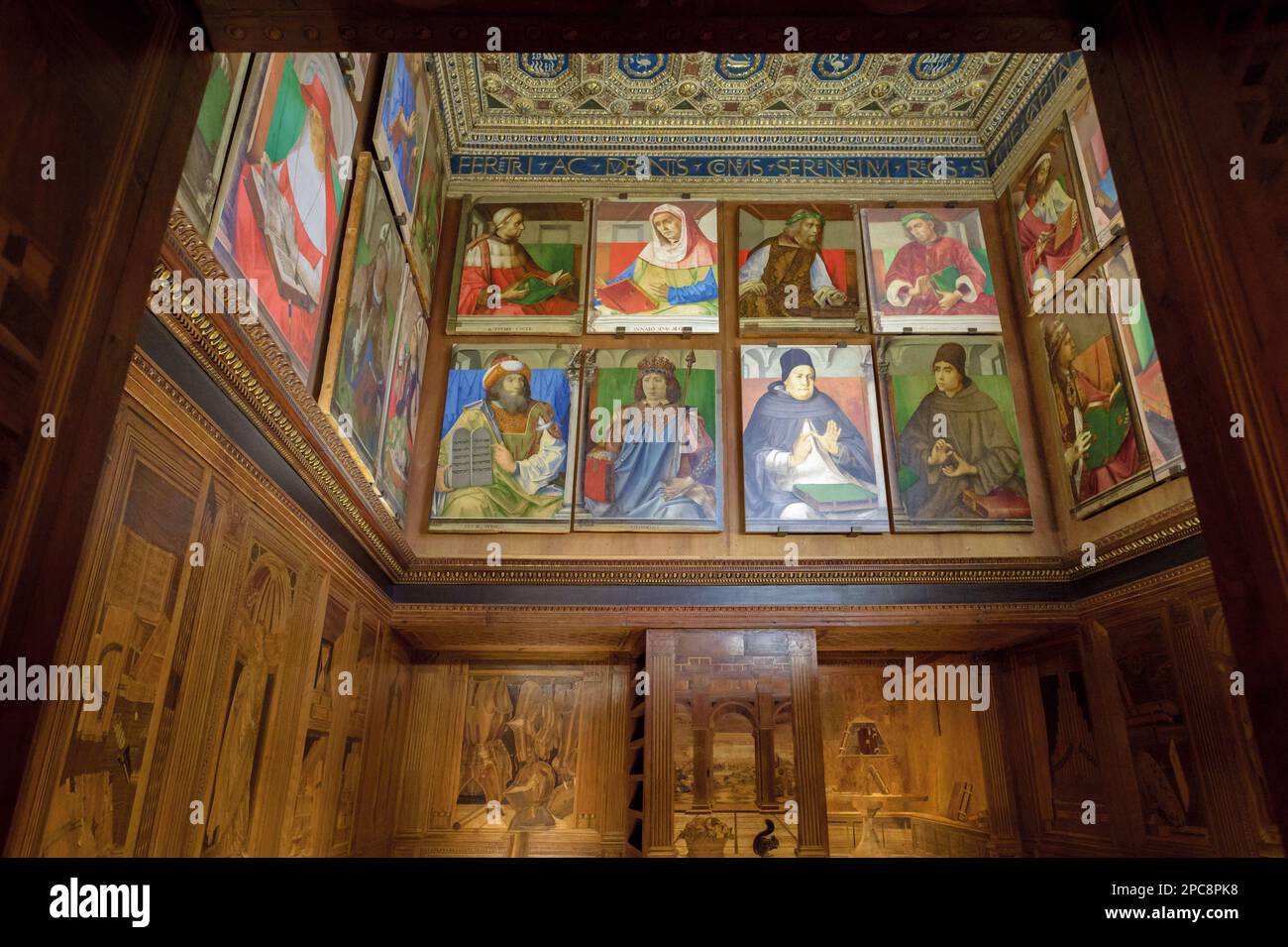 Urbino, Italy - January 11, 2023: The famous studiolo of Federico da ...