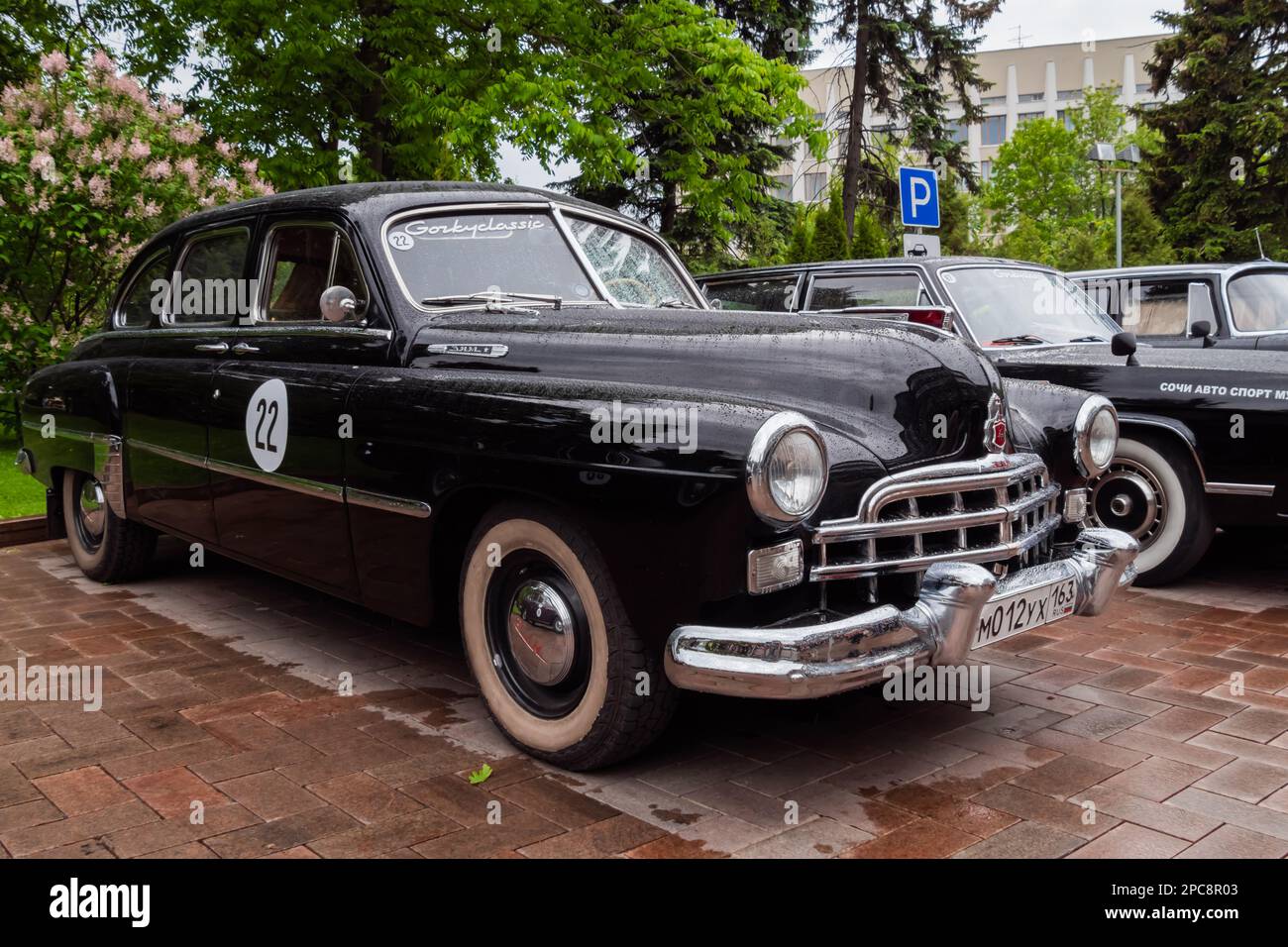 Black GAZ-12 ZIM at Classic Soviet Car Exhibition Stock Photo - Alamy