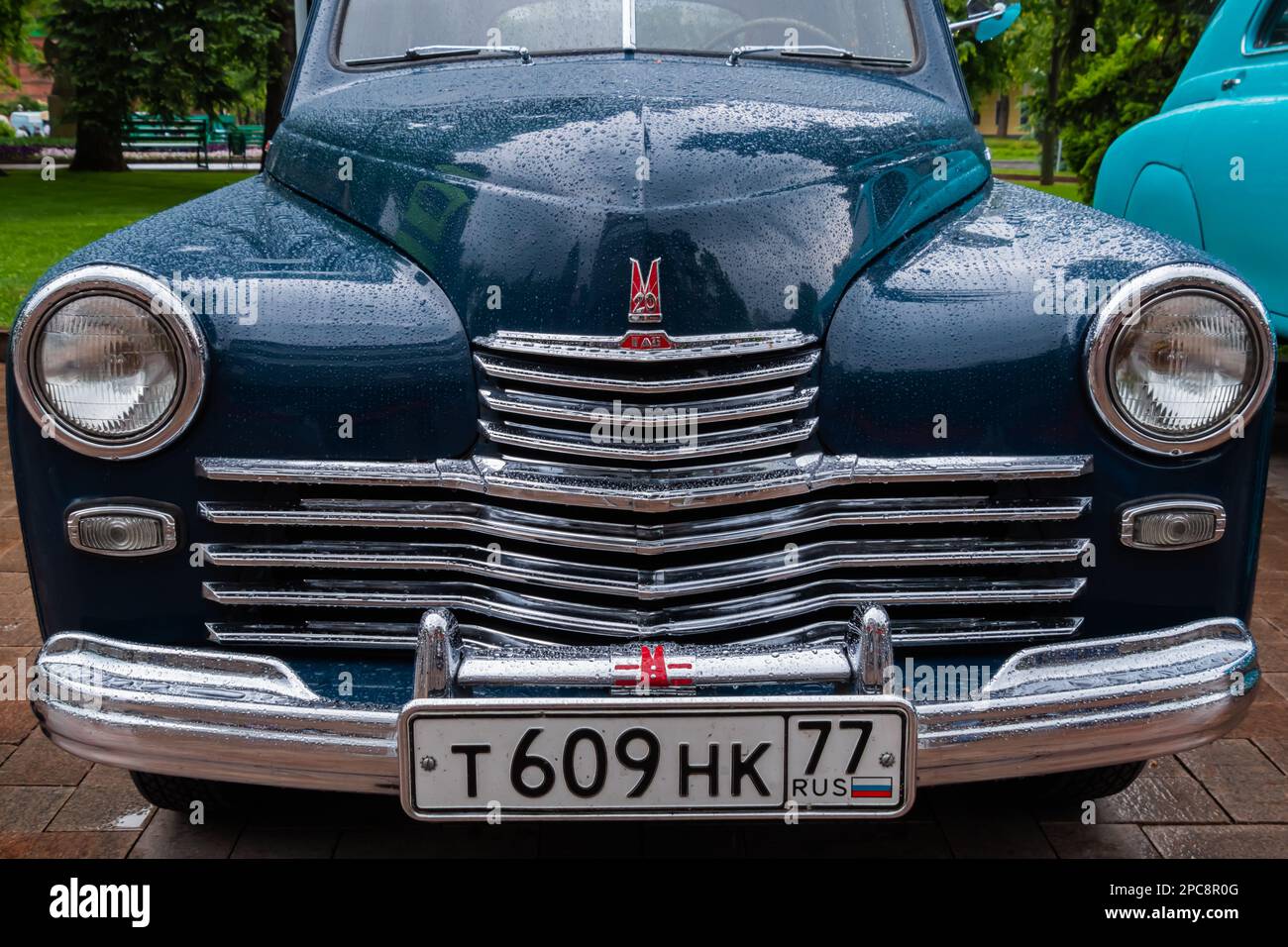 Blue GAZ M20 Volga at Classic Soviet Car Exhibition Stock Photo - Alamy