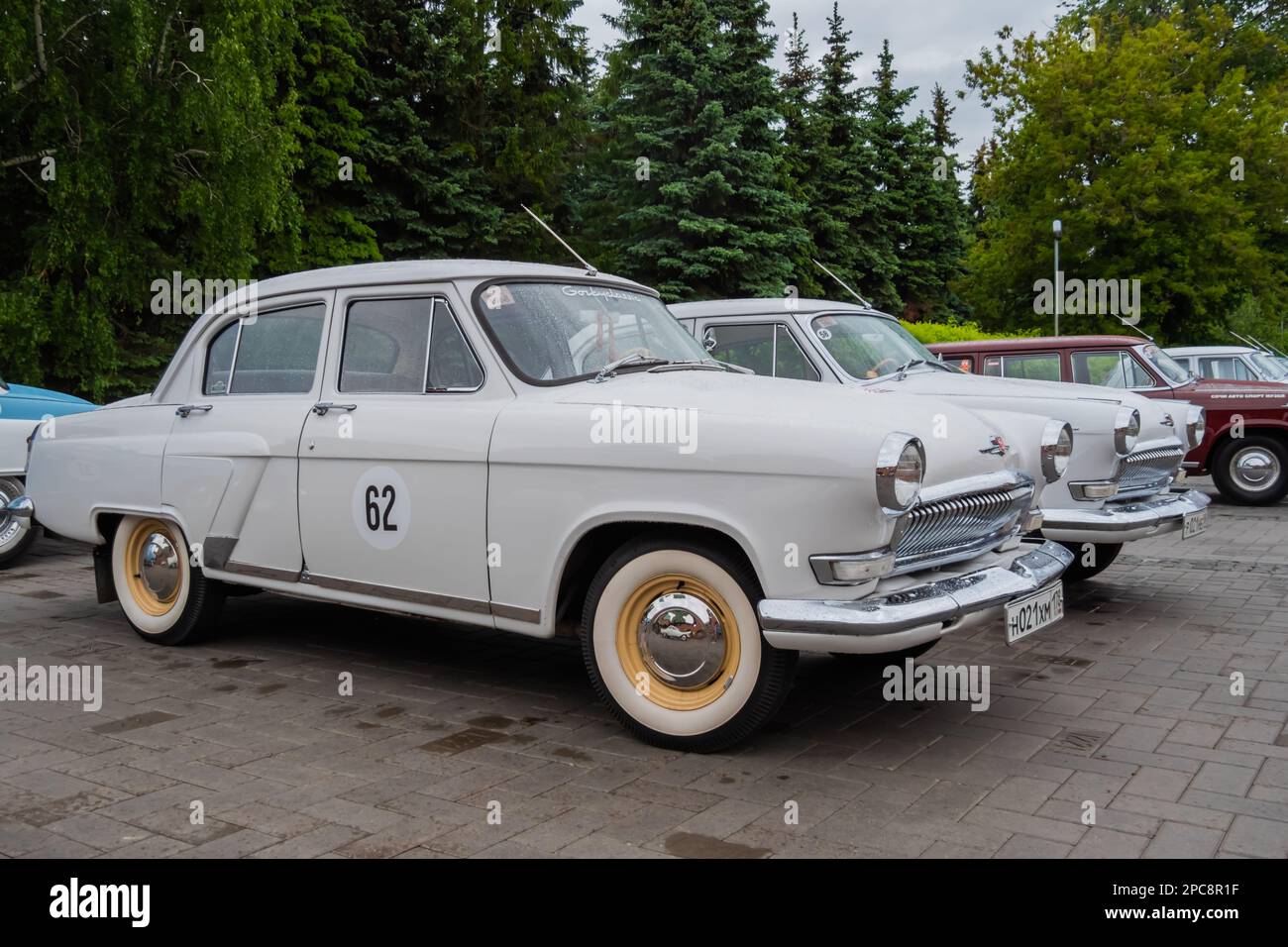 White GAZ M21 Volga at Classic Soviet Car Exhibition Stock Photo - Alamy