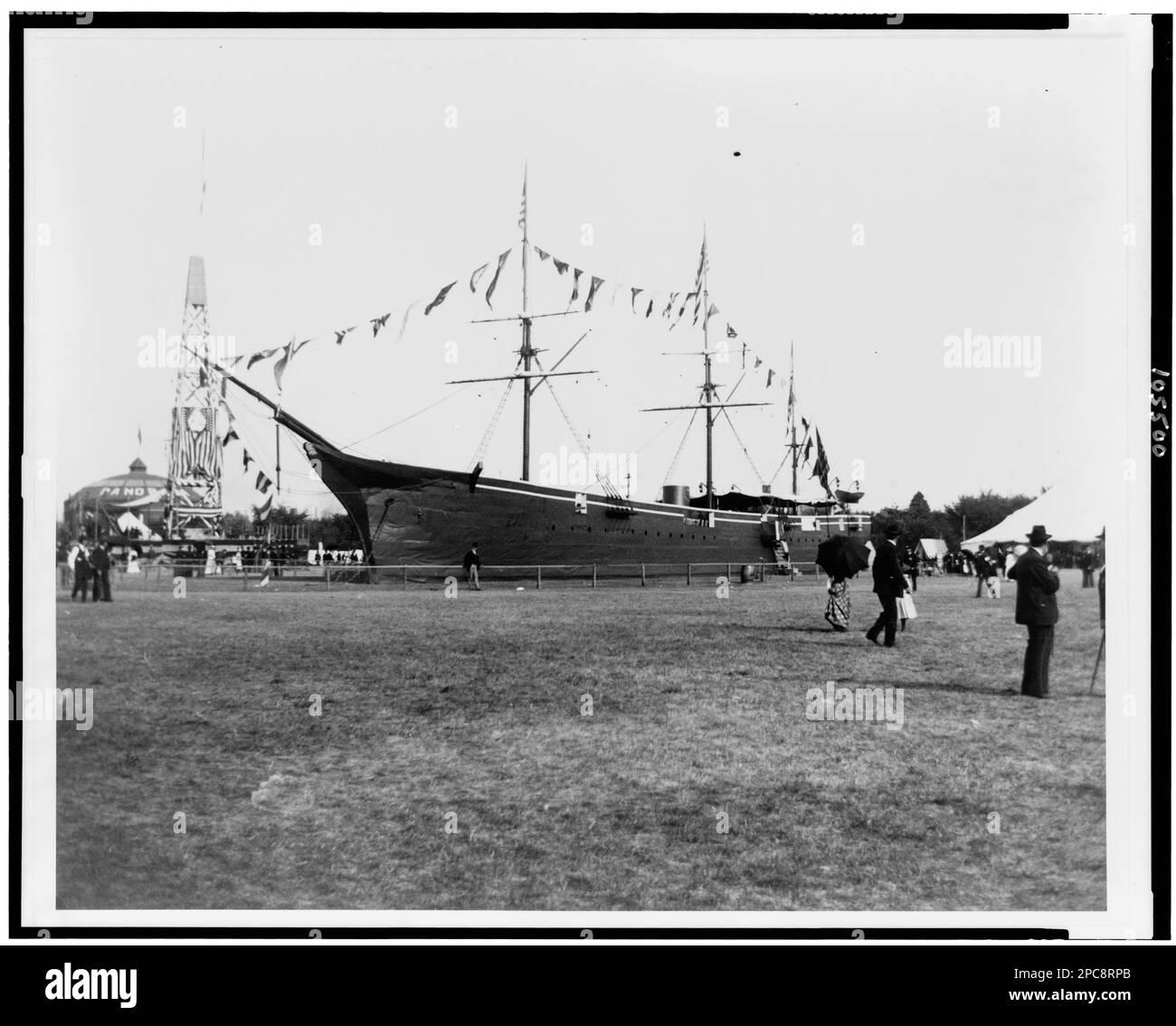 Encampment of the G.A.R. in Washington, D.C., with replica of ship. No ...