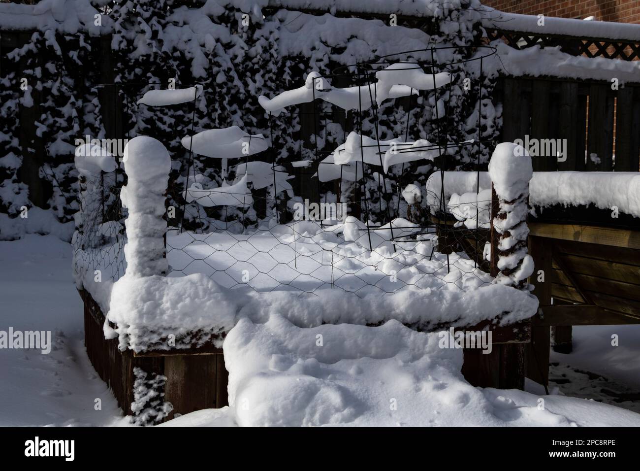 Planter boxes covered with snow Stock Photo - Alamy