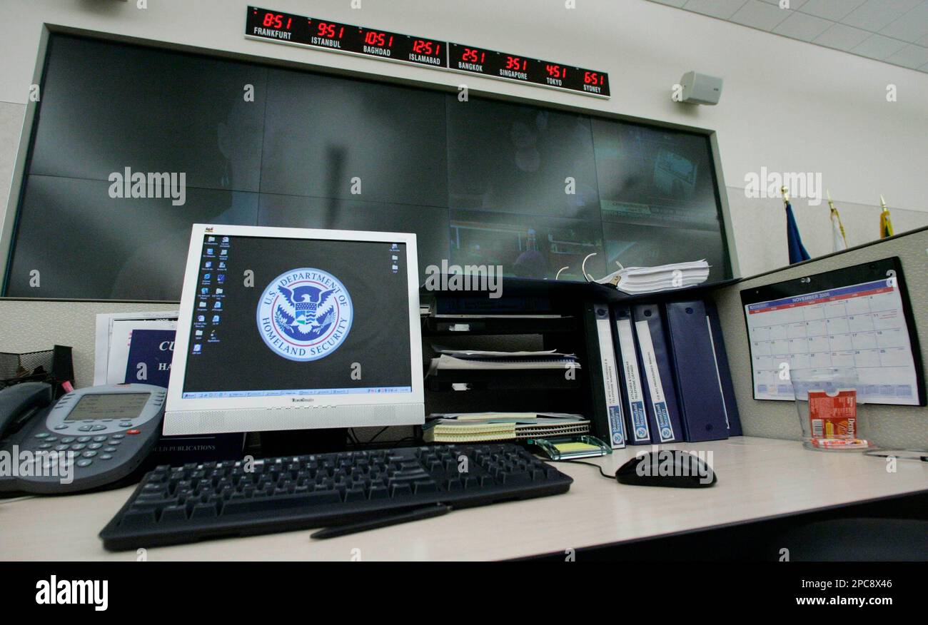 A work desk at the National Targeting Center of the Customs and Border ...