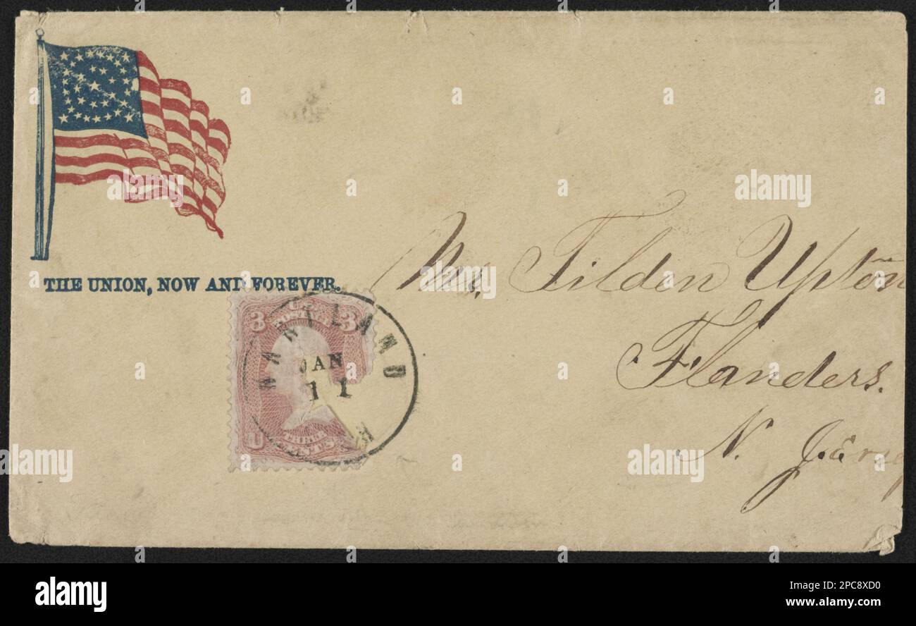 Civil War envelope showing flying 34-star American flag with message ...
