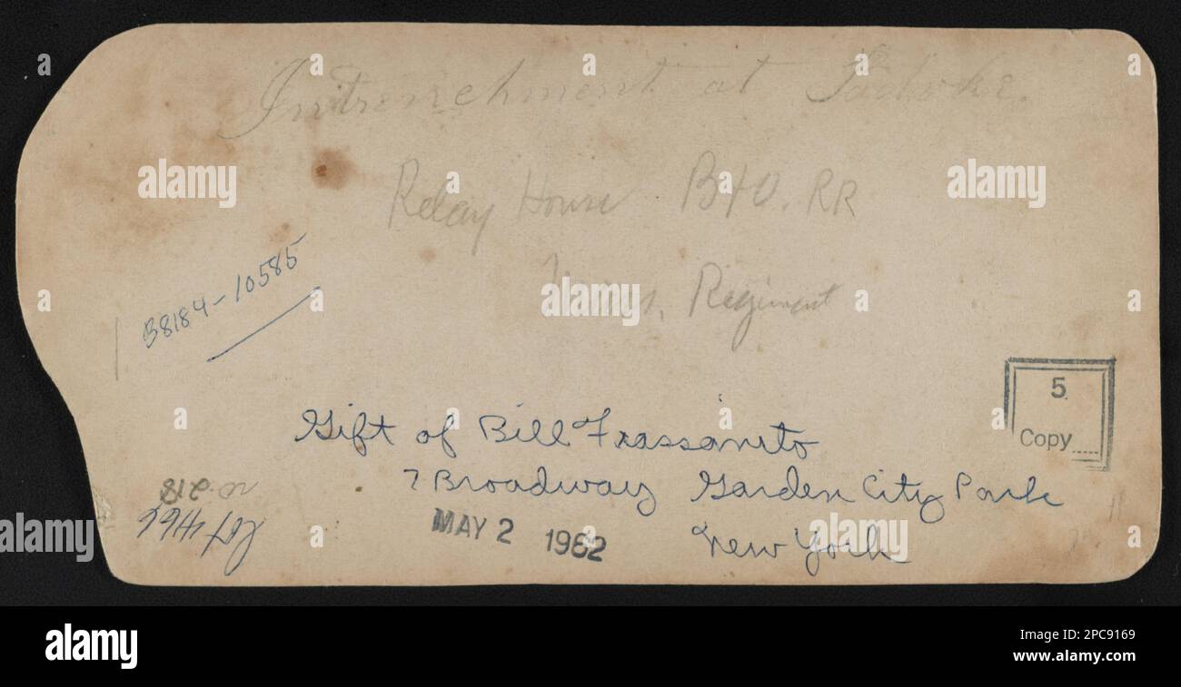 Intrenchment at (?) Relay House, B & O R.R., Mass. Regiment(?). Civil ...