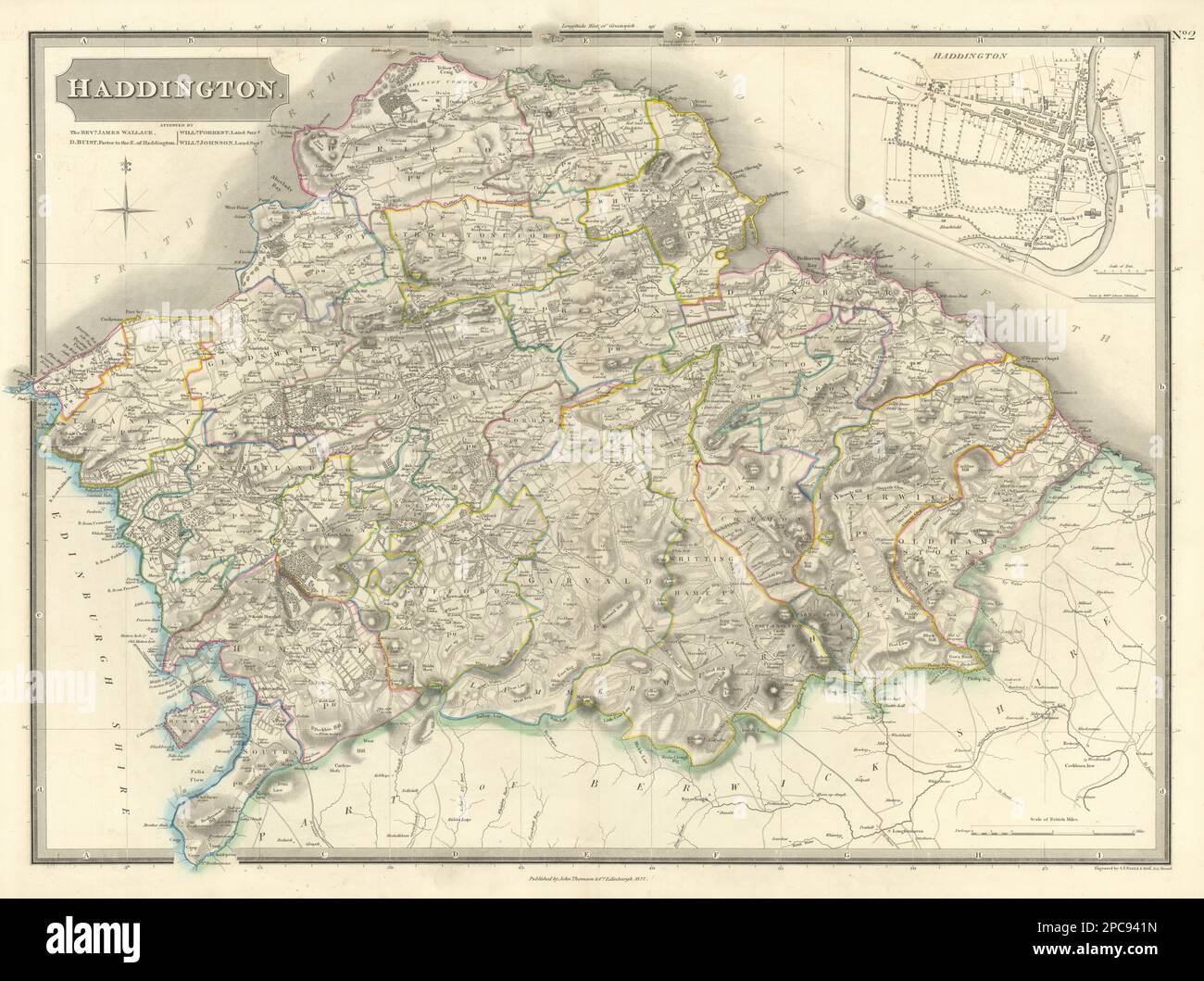 Haddingtonshire & town plan. East Lothian. Gullane Muirfield. THOMSON ...