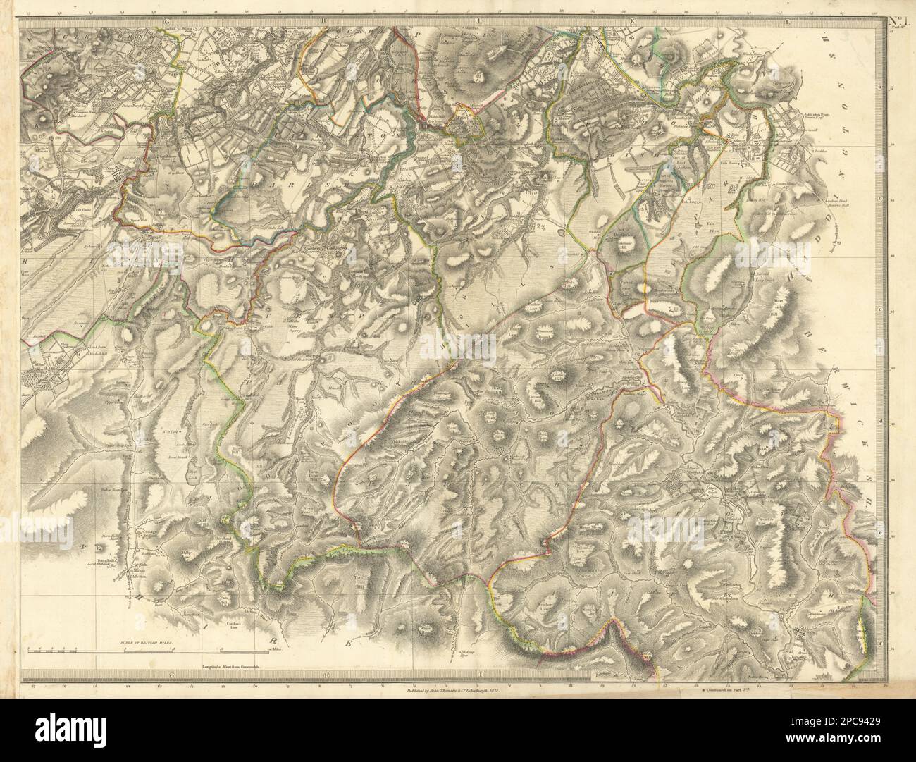 Edinburghshire south-east sheet. Midlothian. Penicuik. THOMSON 1832 old ...