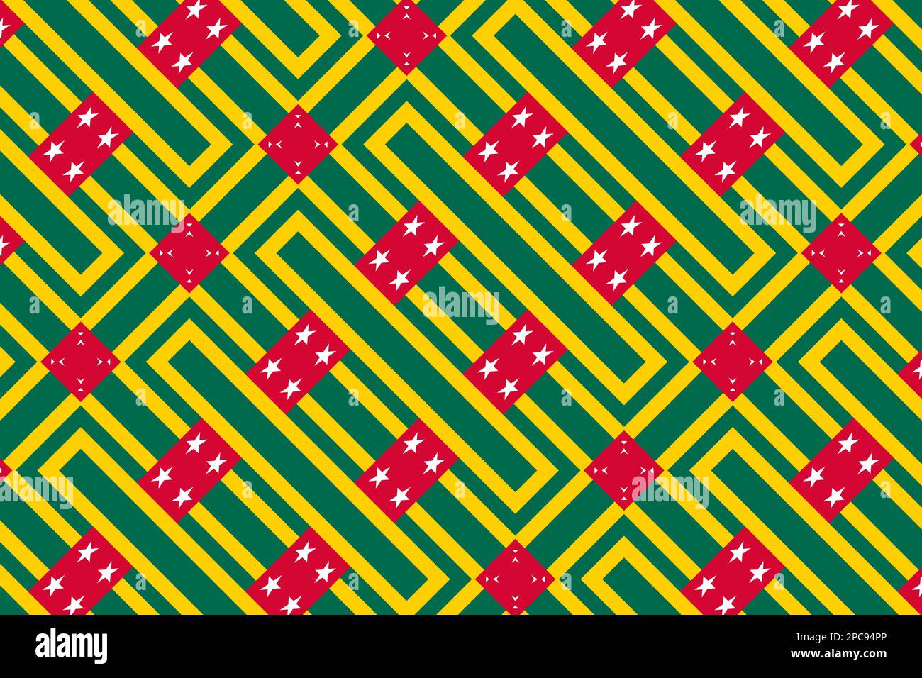 Geometric pattern in the colors of the national flag of Togo. The ...