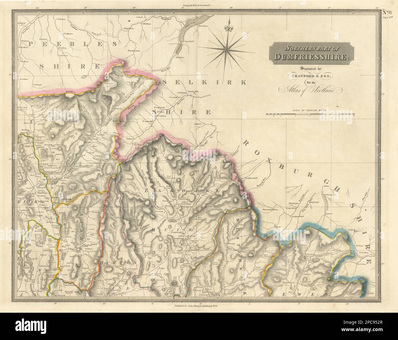 Dumfrieshire north-east sheet. Moffat Ettrick Beattock. THOMSON 1832 ...