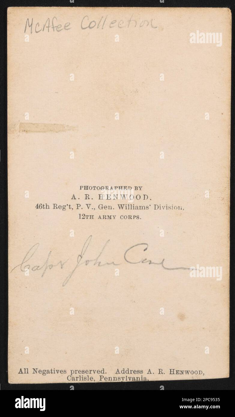 Captain John Care of Cos. D and I, 46th Pennsylvania Infantry Regiment ...