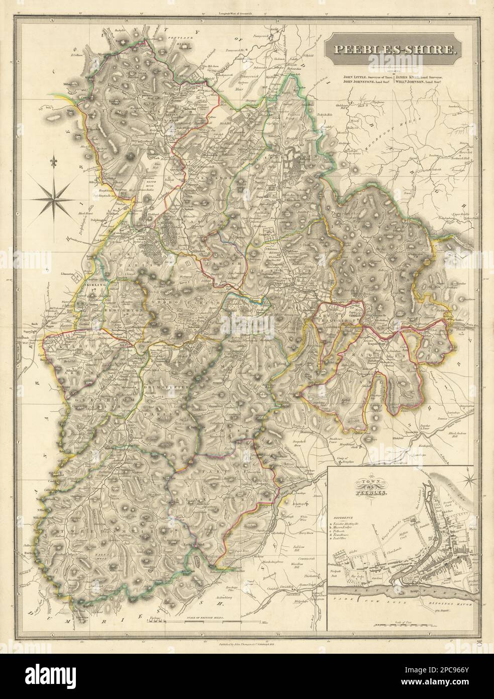Peebles shire & town plan. Innerleithen West Linton Ettrick. THOMSON ...