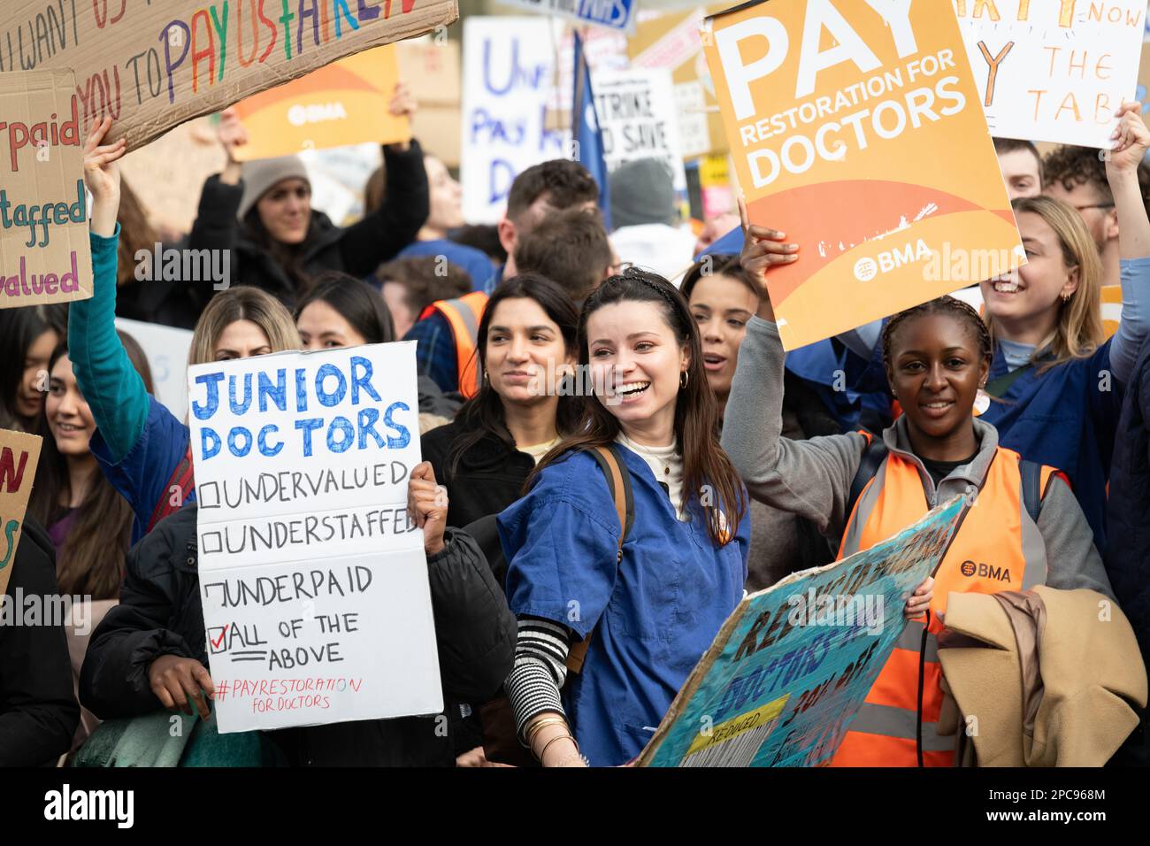London, UK. 13 March, 2023. Striking National Health Service (NHS ...