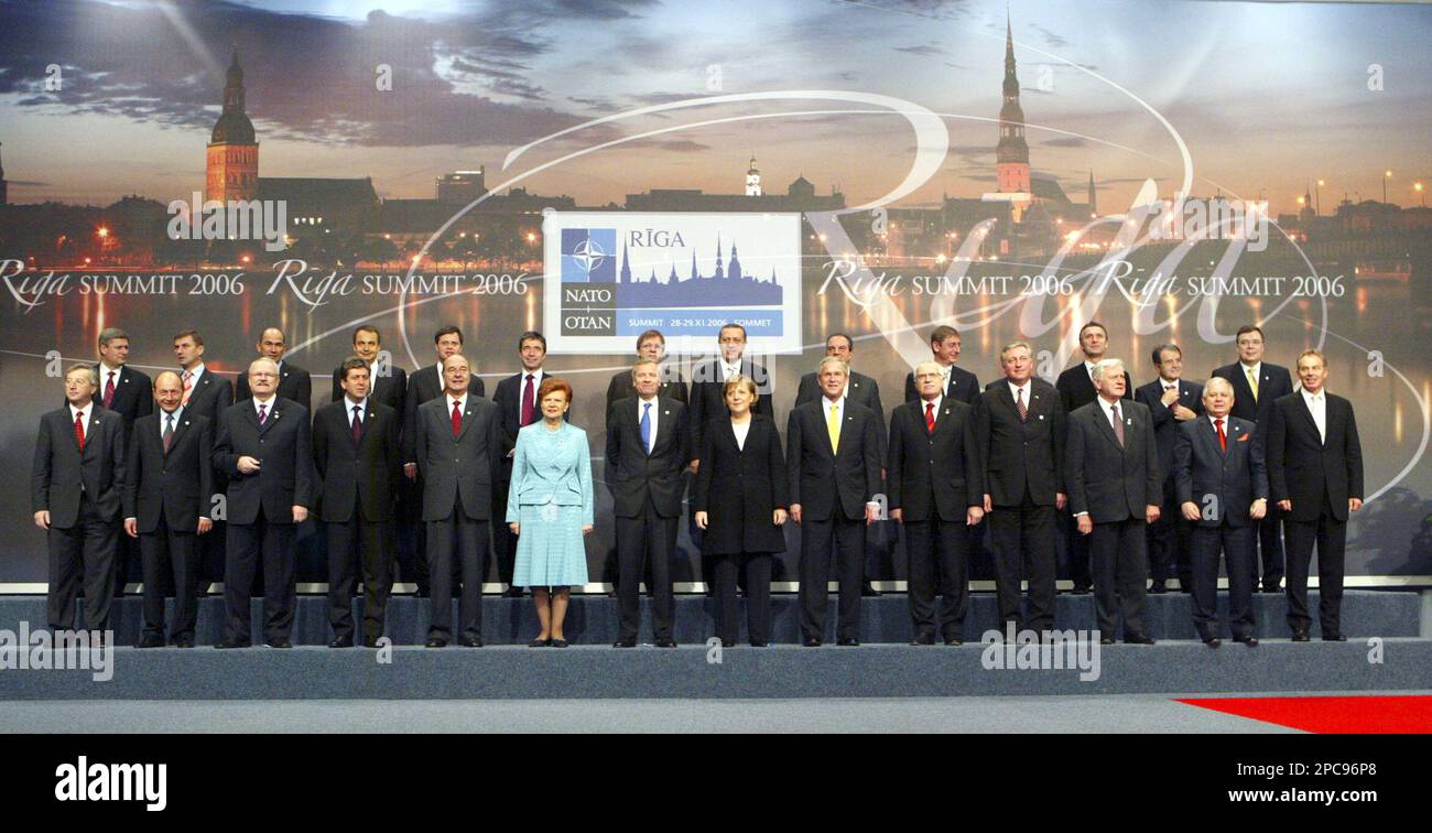 NATO Heads of State poses together during the Official Photo at the ...