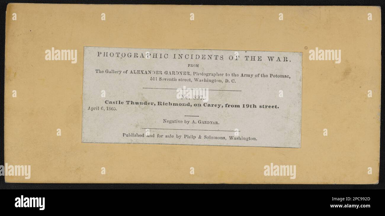 Castle Thunder, Richmond, on Carey, (i.e. Cary) from 19th street. Civil ...