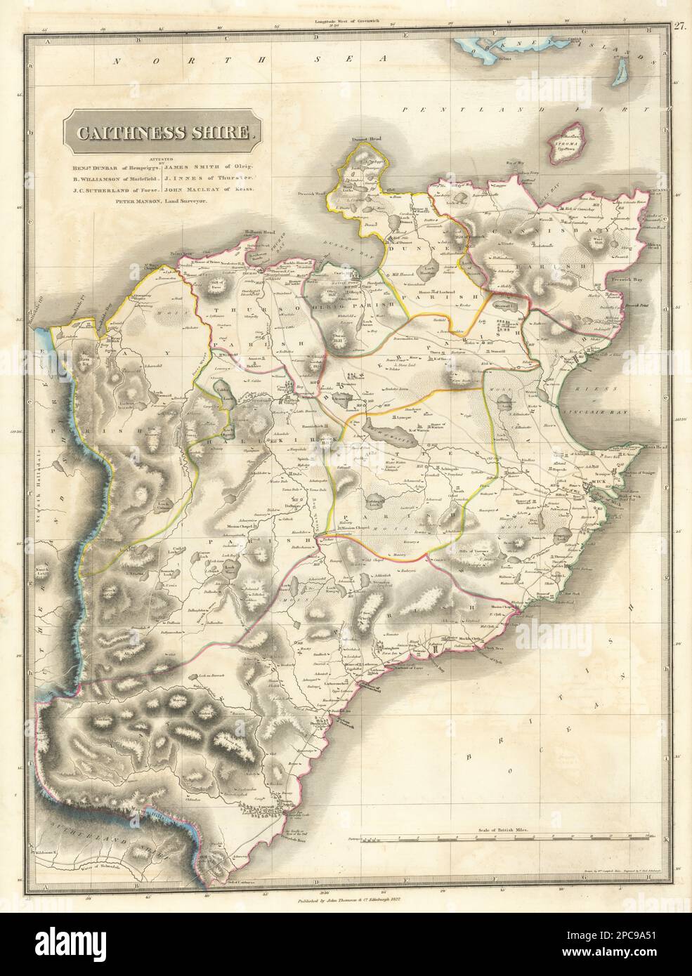 Caithness-shire county map. Thurso Wick. Scotland. THOMSON 1832 old ...