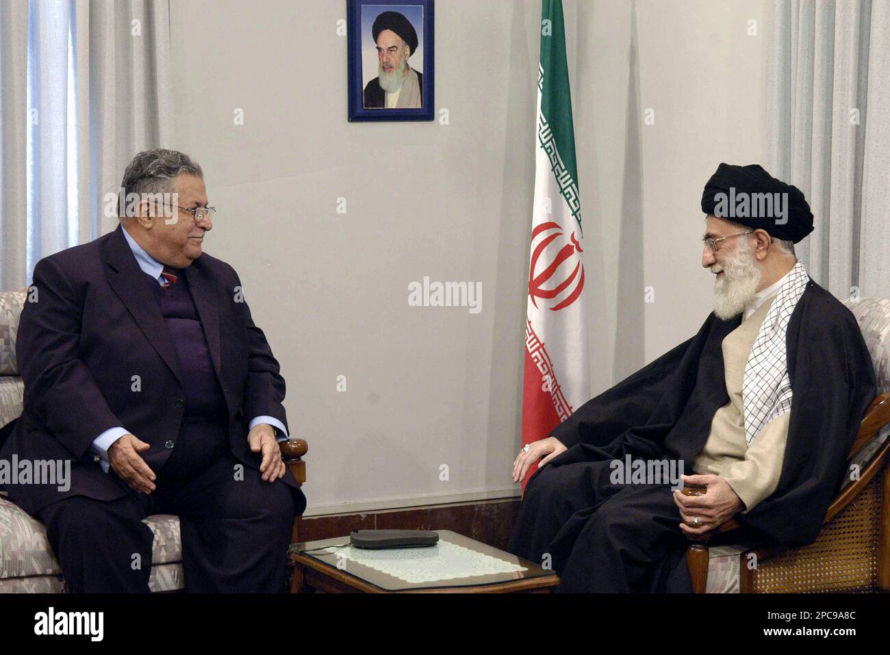 Iranian supreme leader Ayatollah Ali Khamenei, right, meets with Iraqi ...