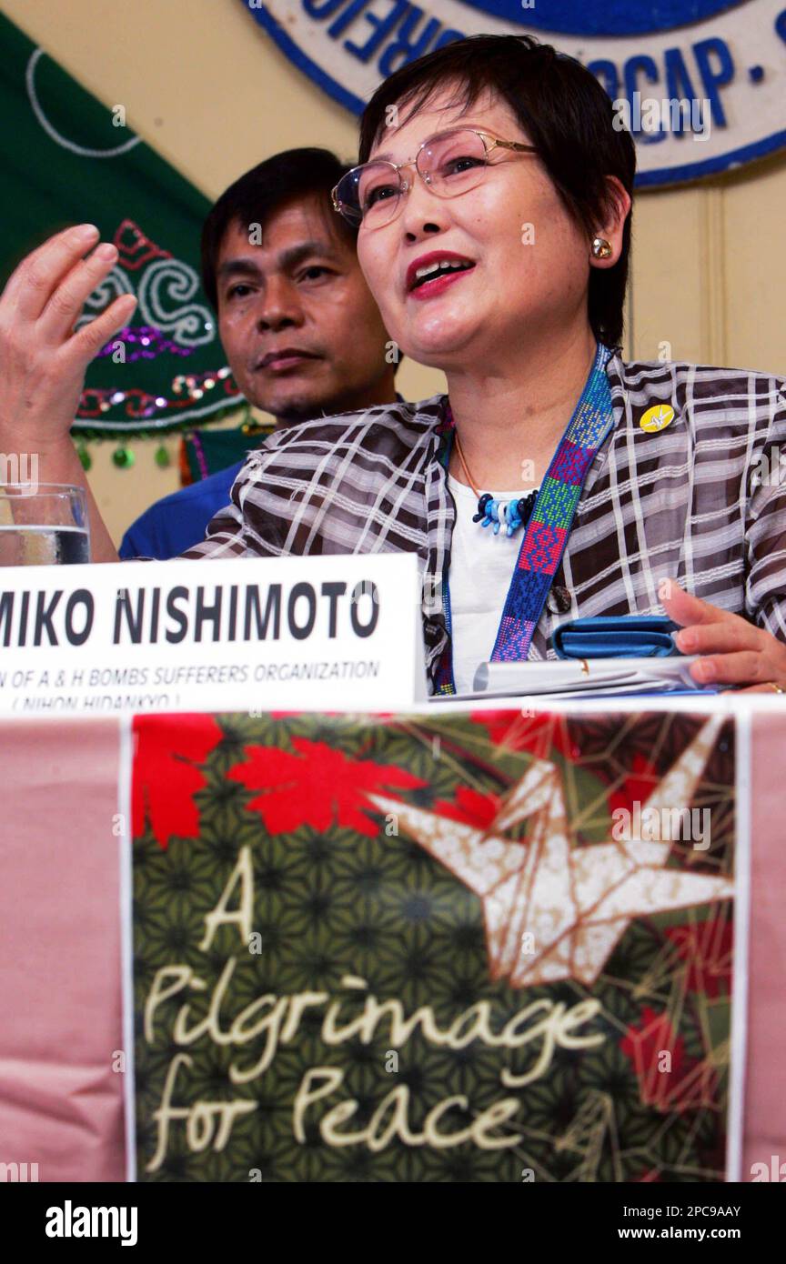 Tamiko Nishimoto, a Hibakusha or an Atomic bomb survivor and a member ...