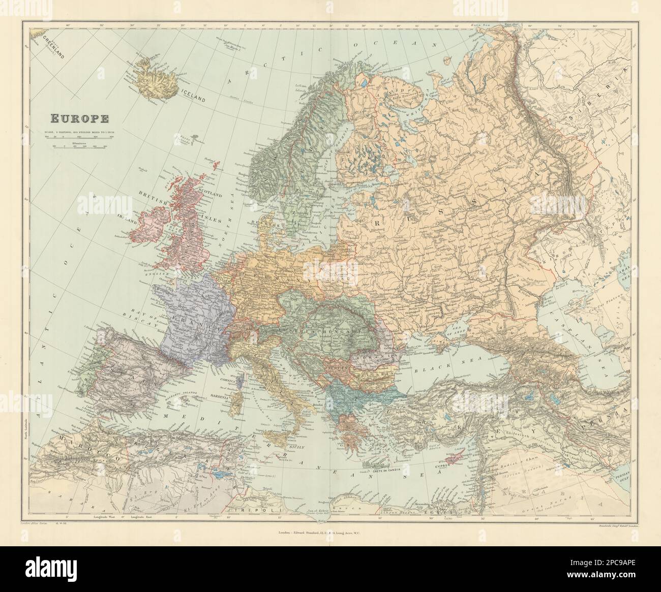 Europe. Great Powers. Austria-Hungary Russia Turkey. 53x64cm. STANFORD ...