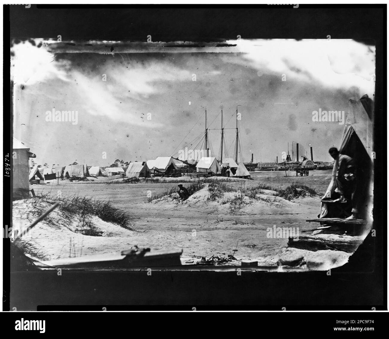 Morris Island, South Carolina. July or August 1863. Unidentified camp ...