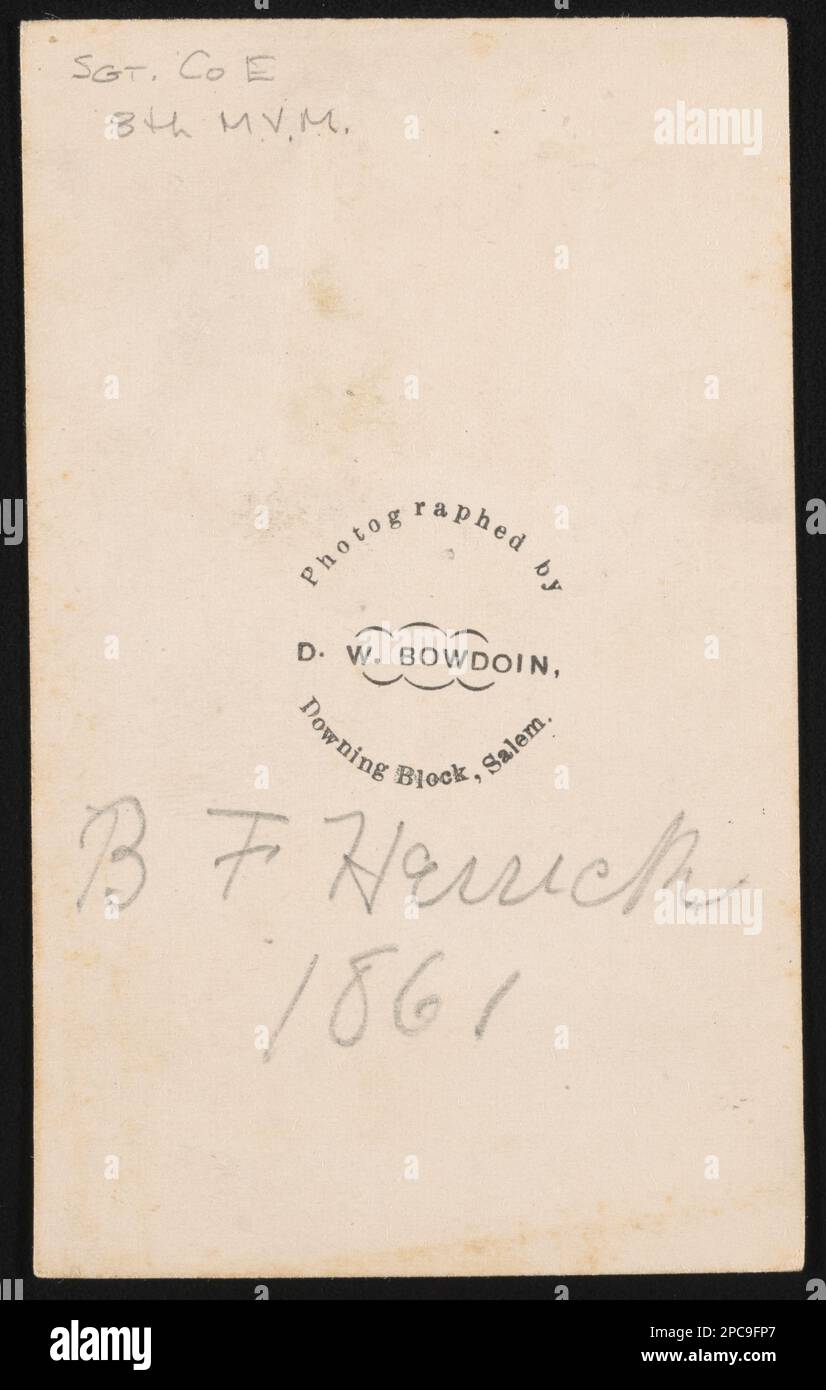 First Sergeant Benjamin F. Herrick of Co. E, 8th Massachusetts Infantry ...