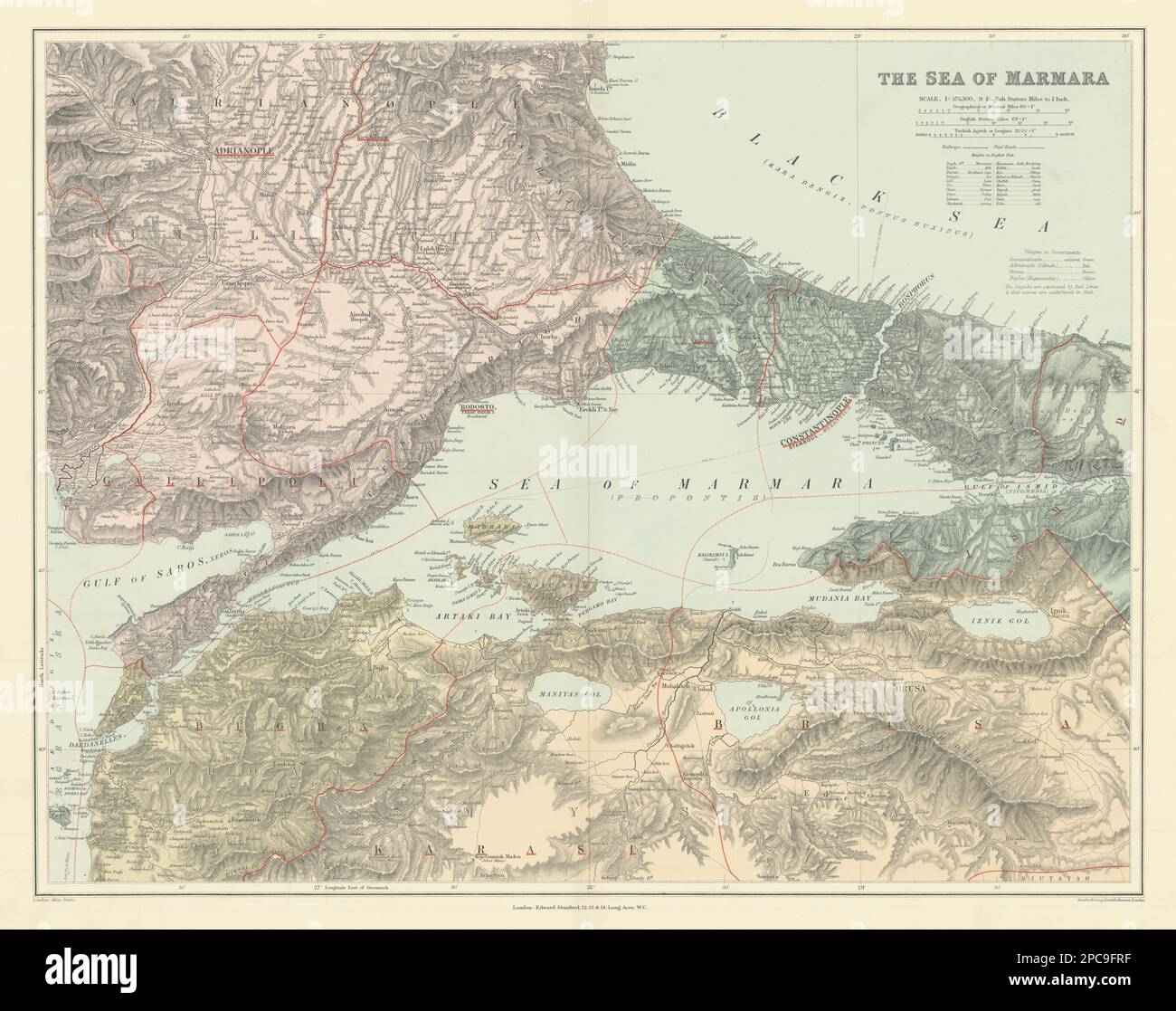Sea of Marmara & adjacent region. Northwest Turkey. 51x65cm STANFORD ...