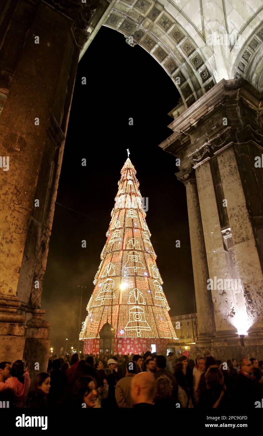 People leave after watching Europe's tallest Christmas tree structure ...