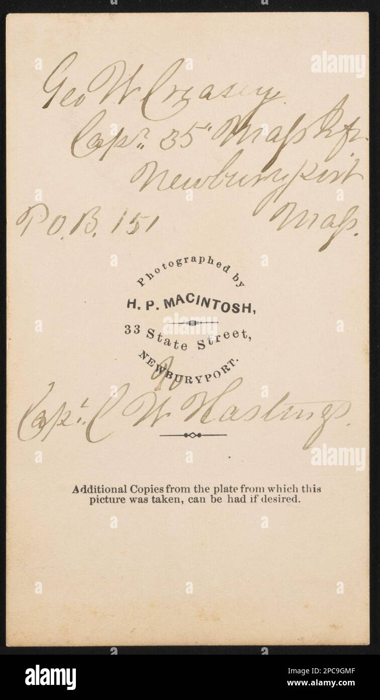 First Lieutenant George William Creasey of Cos. B and H, 35th ...