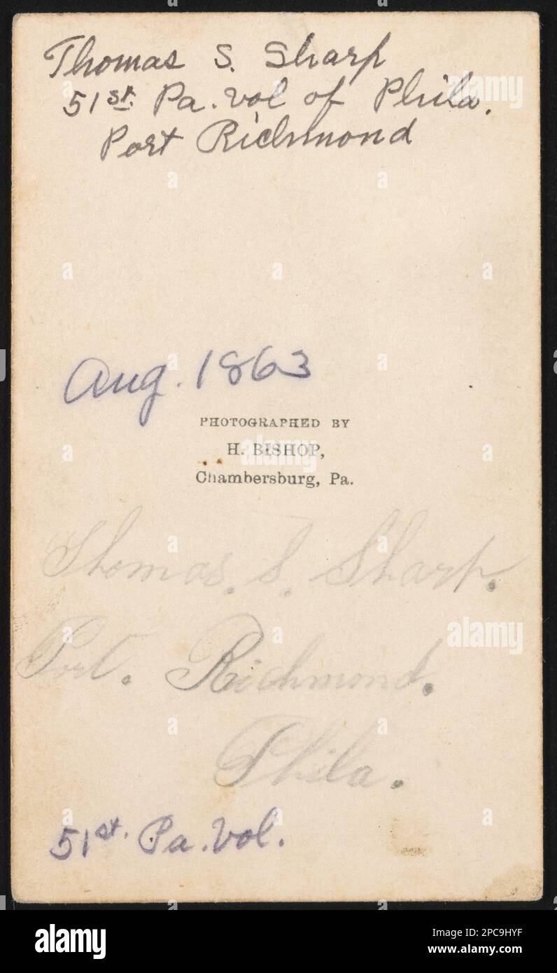 Private Thomas S. Sharp of Co. A, 51st Pennsylvania Infantry Regiment ...